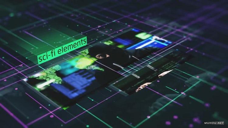 AE模板|黑客数据科幻元素视频相册模板#Sci-Fi Elements Slideshow - 幕后Muhou