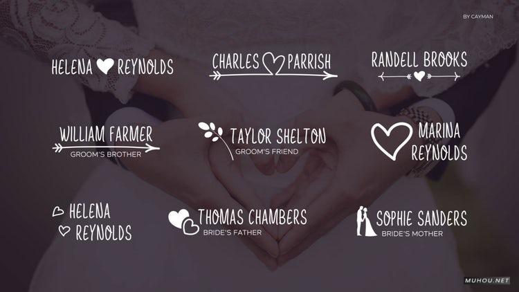 AE模板|婚礼爱情浪漫白色星星文字动画视频模板#Wedding Lower Thirds - 幕后Muhou