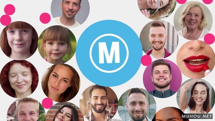 AE模板|多屏幕圆形笑脸组成汇聚logo标志模板#Multi-Screen Logo Opener - 幕后Muhou