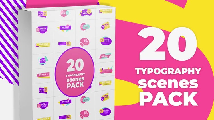 AE模板|20个排版场景文字标题动画视频模板#20 Typography Scenes - 幕后Muhou