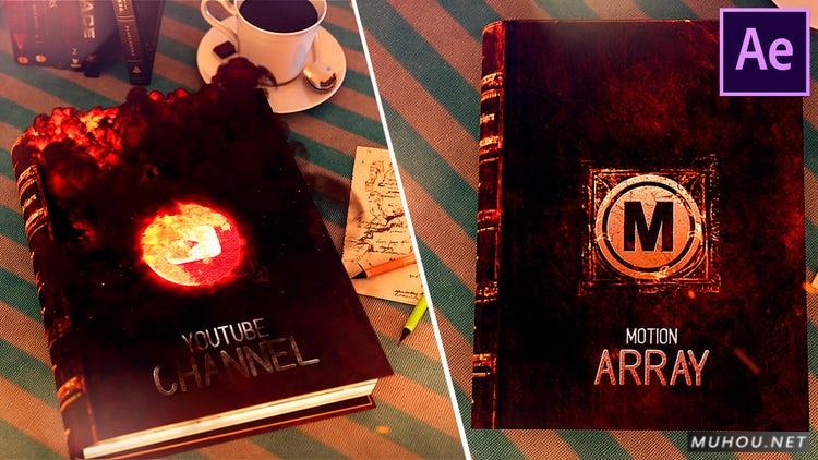 AE模板|魔法火焰书籍书标展示logo视频模板#Book Logo Reveal - 幕后Muhou