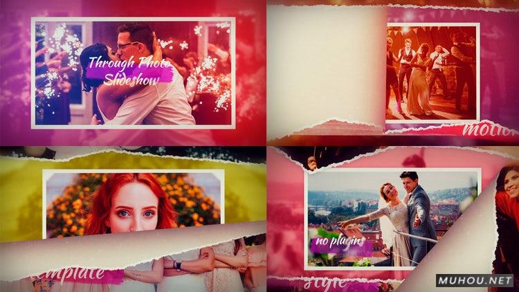 AE模板|照片放映撕纸风格视频相册模板#Through Photo Slideshow - 幕后Muhou