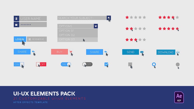 AE模板|用户界面用户体验元素包视频素材模板#Ui Ux Elements Pack - 幕后Muhou
