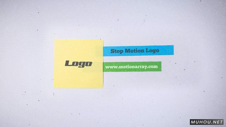 AE模板|定格动画标志纸条logo视频模板#Stop Motion Logo - 幕后Muhou
