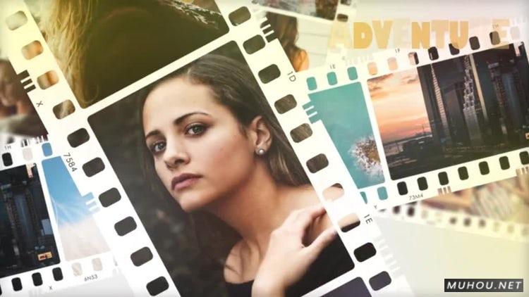 AE模板|电影胶片旅行度假视频包装片头模板#FilmStrip Photo Opener - 幕后Muhou