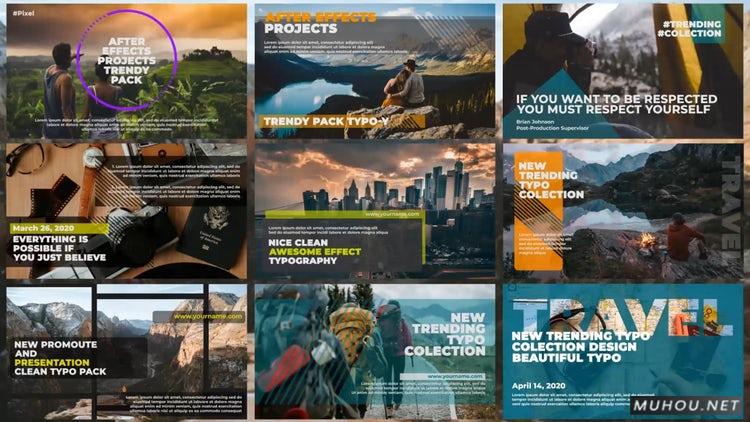 AE模板|排版-9套创意旅游包装视频模板#Typography - Creative Travel - 幕后Muhou