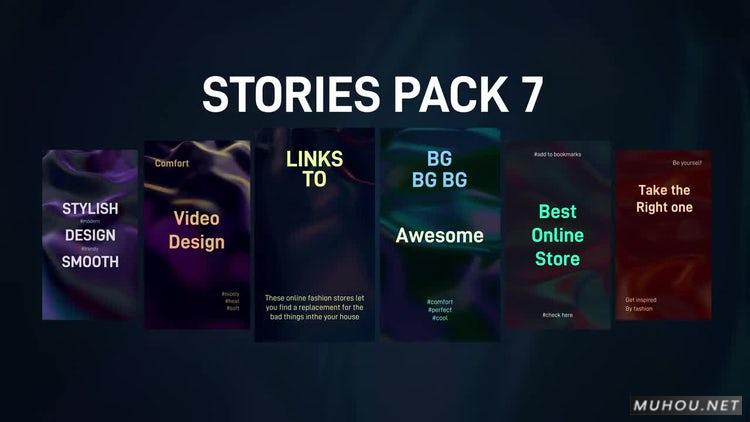 6个黑暗和动态动画设计竖屏 Stories Pack 7: Abstract AE视频模板 - 幕后Muhou