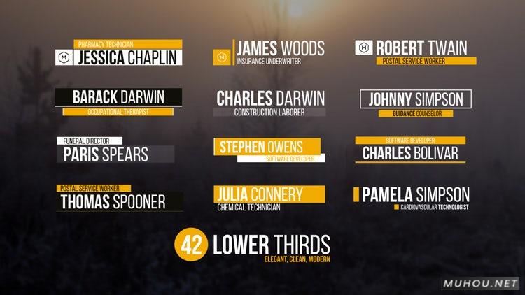 42组优雅的字幕条#Elegant Lower ThirdsAE视频模板 - 幕后Muhou