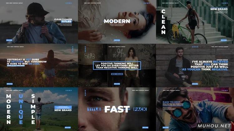 PR模板|干净的标题9组独特设计全屏动画包装模板#Clean Titles - 幕后Muhou