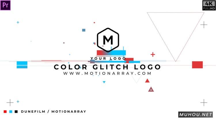 PR模板|颜色故障标志简介彩色线条logo视频模板#Color Glitch Logo Intro - 幕后Muhou