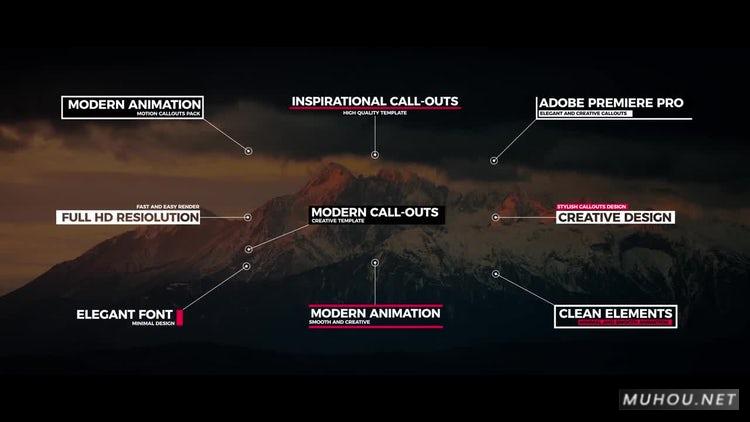 现代呼叫线条文字动画PR模板|Modern Call Outs - 幕后Muhou