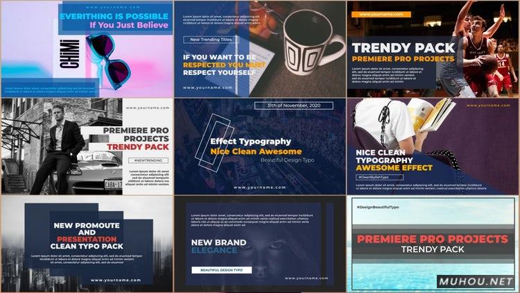 PR模板|文字创意动画排版效果9套全屏包装pr素材视频#Typography Modern #1 - 幕后Muhou