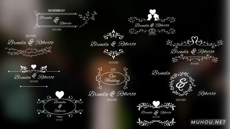 婚礼头衔漂亮的花纹动画PR模板|Wedding Titles - 幕后Muhou