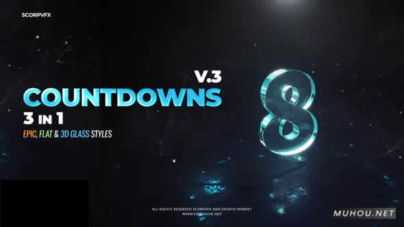 AE模板|震撼史诗10秒数字倒计时片头AE模板视频素材 Countdowns - 幕后Muhou