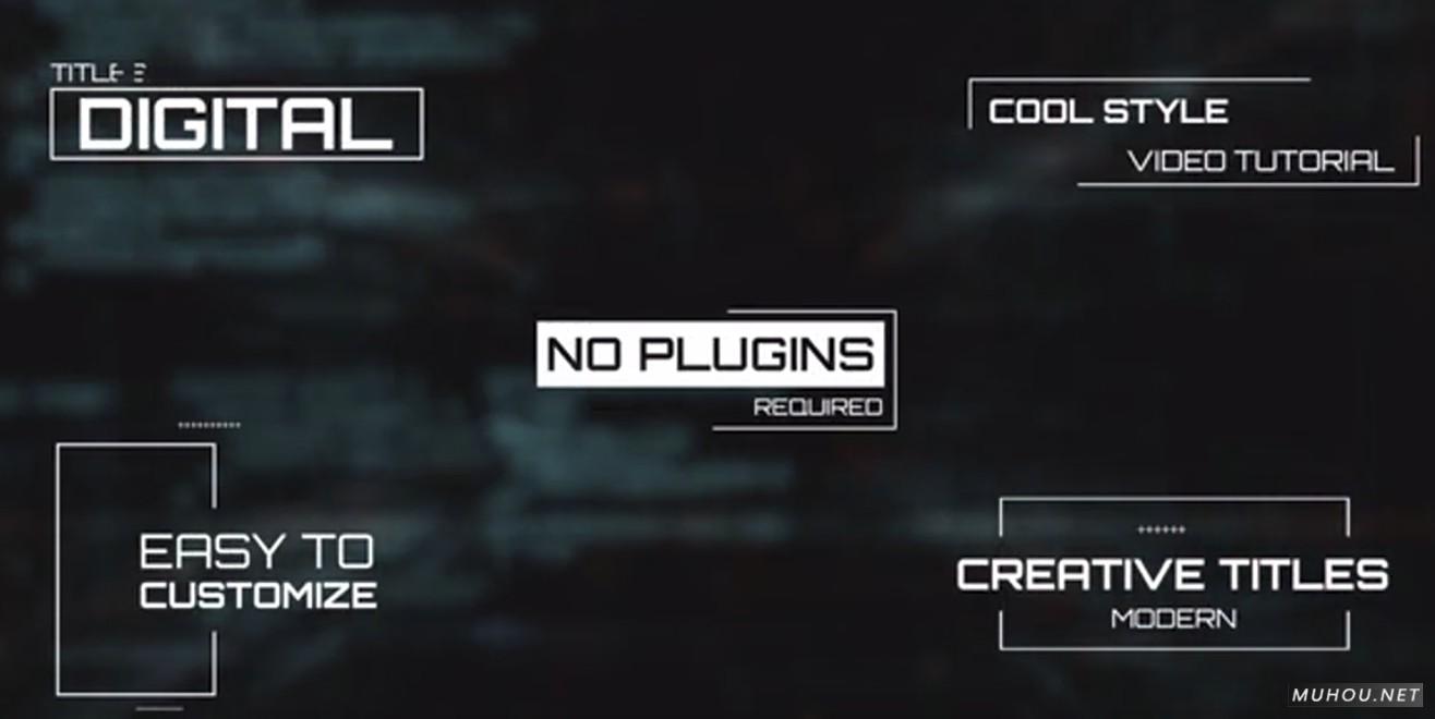 PR模板|数字标题线条动画包装PR素材视频5组 #Digital Titles - 幕后Muhou