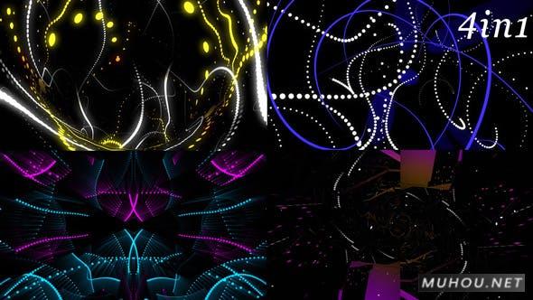 4套循环发光led屏幕粒子VJ视频背景Particle Dance - VJ Loop Pack (4in1) - 幕后Muhou