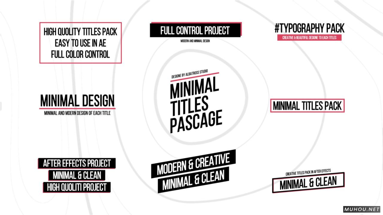 整洁的动态动画AE模板#Minimal Titles - 幕后Muhou