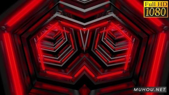 红色几何图形三维隧道万花筒视频素材Vj Loops V53 - 幕后Muhou