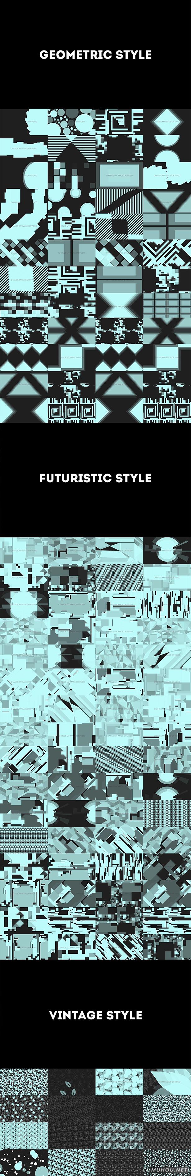 130组几何图形形状动画遮罩蒙版转场过渡AE模板视频素材 Transitions Pack - 幕后Muhou