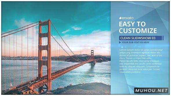 干净简洁时尚图文介绍动画AE模板视频素材 Clean Slideshow - 幕后Muhou